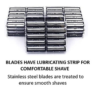 ** 200 Count ** Taconic Shave Twin Blade Razor Refill Cartridges with Lubricating Strip - Compatible with Gillette Trac 2, Gillette Atra, Vector and Contour Razor Handles -Made in The USA