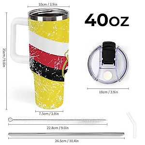 Brunei Vintage Flag 40oz Water Bottle Double Wall Insulated Tumbler with Handle Leakproof Travel Mug White-style
