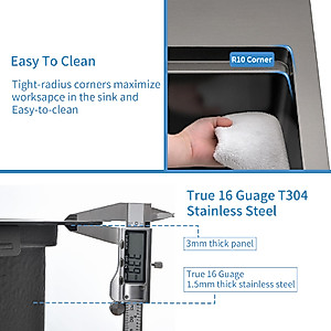 24 Inch Undermount Kitchen Sink, 24x19 Stainless Steel Undermount Workstation Sink 16 Gauge Single Bowl 10 Inch Deep Undermount Sink with Accessories