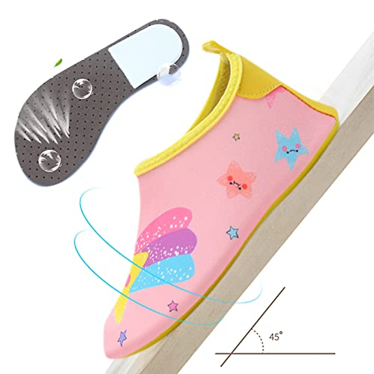 Lykmera Baby Beach Shoes Kids Boys Girls Summer Beach Shoes Diving Shoes Swimming Cartoon Shoes Water Animal Printed Shoes (Multicolor, 2.5-3Years Toddler)