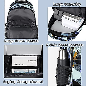 Grung Cool Shark Larger Student School Backpack, Durable Waterproof Travel Bag Daypack Laptop Bags College Bookbags with Reflective Strip