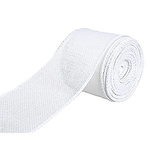 ATRBB White Burlap Wired Ribbon, Solid Color Wired Edge Ribbon, 2.5" x 10 Yd