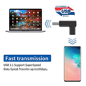 Right Angle USB C Adapter (2 Pack),3.1/10Gbps Up & Down Angled 90 Degree USB Type C Male to Female Extension Connector for MacBook Pro,Nintendo Switch,Laptop,Tablet,Mobile Phone,Oculus Quest Link