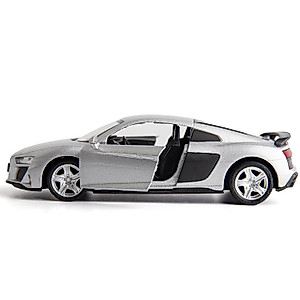 RMZ City Compatible for 1:36 Diecasting Alloy Car Model Audi R8 Toy Car, Pull Back Vehicles Toy Car for Toddlers Kids Boys Girls Gift Silver