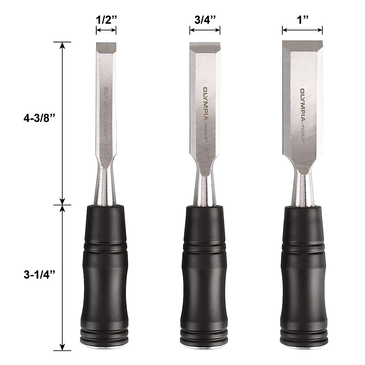 Olympia Tools Wood Chisels, Set of 3, 30-191, 3-piece