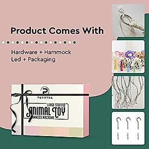 Large Stuffed Animal Toy Storage Hammock 60 Inch Star Light, Stuffed Animals Net or Hammock Macrame Stuff Animal Storage Corner Hanging Net Holder Toy Organizer with Tassel & Hooks for Bedroom,Nursery