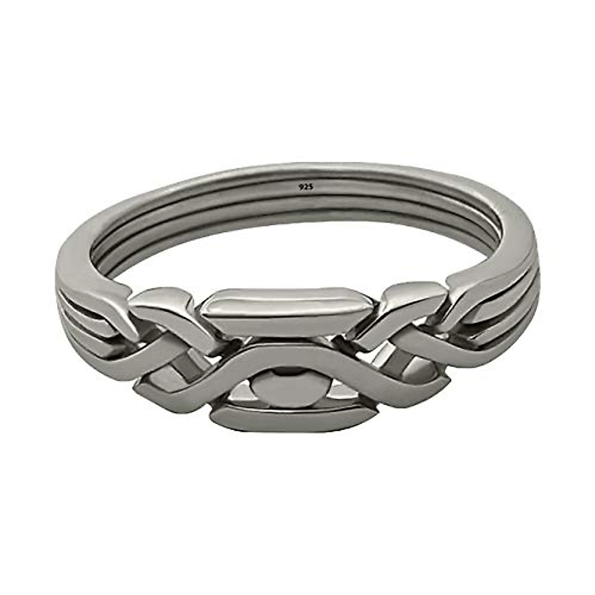 OFLIUM Fall Apart design 4 Band Handmade Puzzle Ring 925 Sterling Silver Interlocking Knott Ring Women Men Unique ring Gift for him, gift for her gift for dad all size (7)