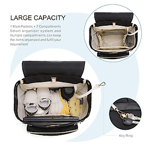 pipi bear Diaper Bag Backpack, Baby Bag for Boys Girls, Multifunctional Nappy Bag with Stroller Hooks, Stylish Mommy Bag