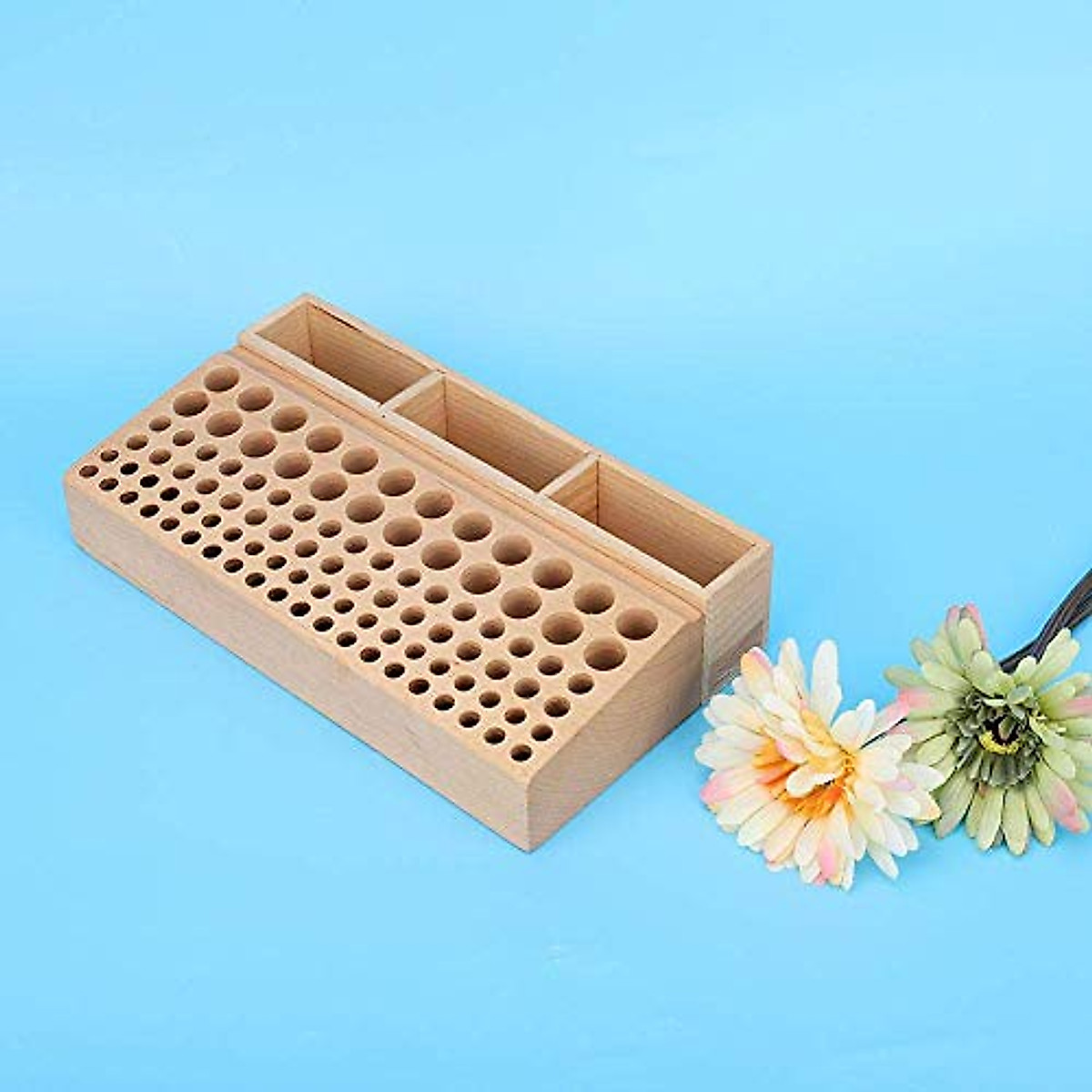 98 Holes Leather Craft Tool Holder Box, Leather Tool Holder Wooden Leather Craft Tool Holder for Leather Working Making Punch Tools Organizer Storage