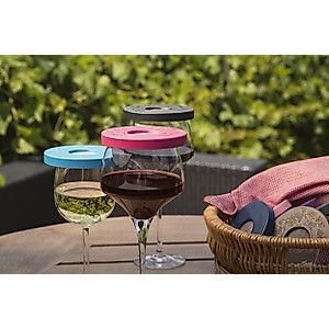 Wine Tapa Drinking Glass Covers-Keep Bugs Away from Wine Glasses Outdoors - Use as Cover for Coffee Mugs, Soda Cans, and Drinking Glasses, Set of 6 No Spill Covers (Verona)