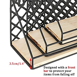 Sziqiqi Floating Shelves for Wall Storage Mounted Shelf-Set of 3 Rustic Wood Wall Shelving for Bathroom Bedroom Kitchen Living Room Office Plant Book (Black)