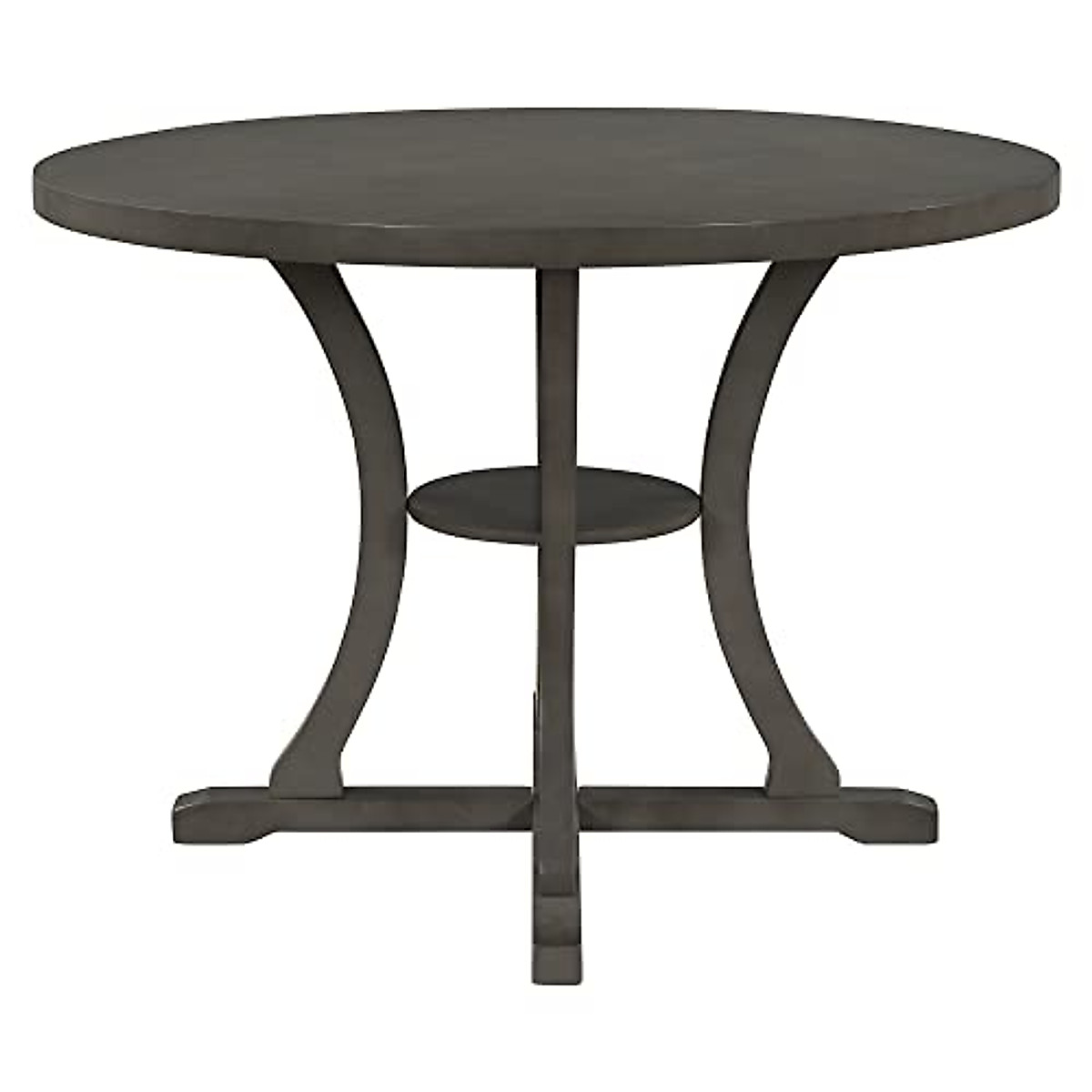 Lepfun 5 Piece Round Table Set 4 with Special-Shaped Legs and an Exquisitely Designed Hollow Chair Back in The Dining Room (Grey)