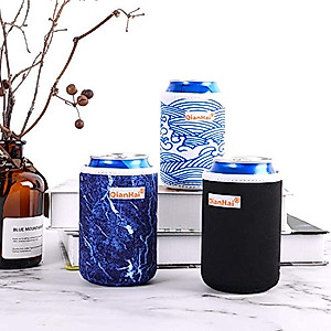 QianHai 12Oz Standard Can Cooler Sleeves for Drinks & Beer Cans Soft Neoprene Can Covers Insulated for Fluid Energy Regular Cans (Bluewave 3pcs)
