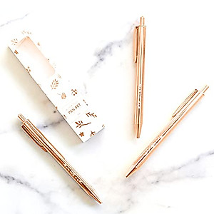 Jot & Mark Metallic Rose Gold Pen Set | Three Pens in Foil Printed Gift Box (3 ball-point pens)