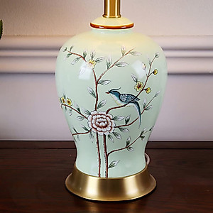 GaRcan Large Oriental Ceramics Table Lamp Creative Handmade Painting Table Lamps China Antique Vase Bedroom Desk Lamp Large Table Lamps for Living Room End Table