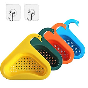 Sink Strainer, V380 Kitchen Sink Drain Basket, Swan Shaped Sink Basket, Multi-Use Kitchen Sink Strainer, with 2 Wall Hooks, Fits All Kitchen Sinks(Multicolor, 4PC)