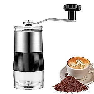 Coffee Bean Grinder, Manual Coffee Fine Grinder Burr, Burr Coffee Grinder, Hand Crank Adjustable Mini Coffee Bean Mill with Stainless Steel Handle, Portable Coffee Grinder for Espresso and Pour Over