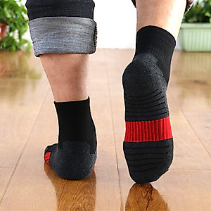 AKOENY Men's Athletic Ankle Socks Running Cushoned Quarter Socks Men, Size 9-12, Black, 6 Pairs