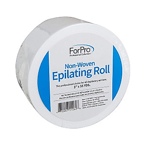 ForPro Non-Woven Epilating Roll for Body and Facial Hair Removal, Tear-Resistant, Lint-Free, 3” x 55 Yards, White