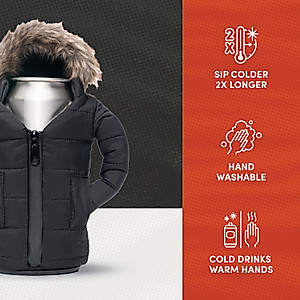 Puffin - The Pahka Parka - Insulated 12 oz Can Cooler I Beer Bottle & Soda Can Insulator, Keep Drinks and Beverages Cold - Black