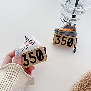 Ponnky for Shoe Box Airpod Pro Case, 3D Creative Sports Shoes Cute Cartoon Funny Fun, Soft Silicone Skin Keychain Ring for Girls Boys Teens Men Case for Airpods Pro (350 White)