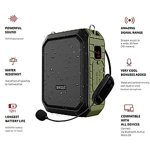 YOCEWECA Voice Amplifier with Wireless Headset Mic - 18W 4400mAh Rechargeable Mini Pa System, Bluetooth 4.2, Waterproof IPX5 Portable Speaker for Teacher, Outdoors