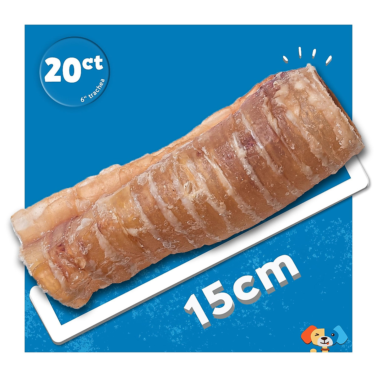 Jack&Pup 6" Beef Trachea for Dogs 20 Pack | All Natural Single Ingredient Dog Treat Dog Trachea Chews | Savory and Fun Treat for Dogs