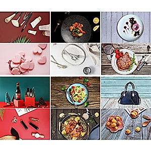 iprotech 6PCS 12 Patterns Double-Sided Photography Background Paper with Stand, Waterproof Reusable 34x23in Morandi Wood Photo Tabletop Backdrops for Food Jewelry Cosmetics Makeup