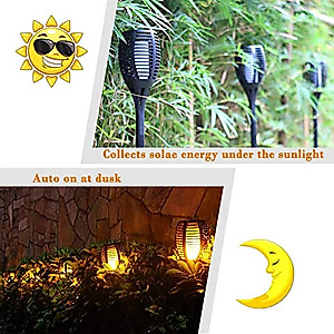 FAISHILAN 14 Pack Large Solar Flame Flickering Torch Solar Outdoor Lights LED Waterproof Solar Flame Light Torches Landscape Torch Solar Powered LED Light for Outside Pathway Yard Dusk to Dawn