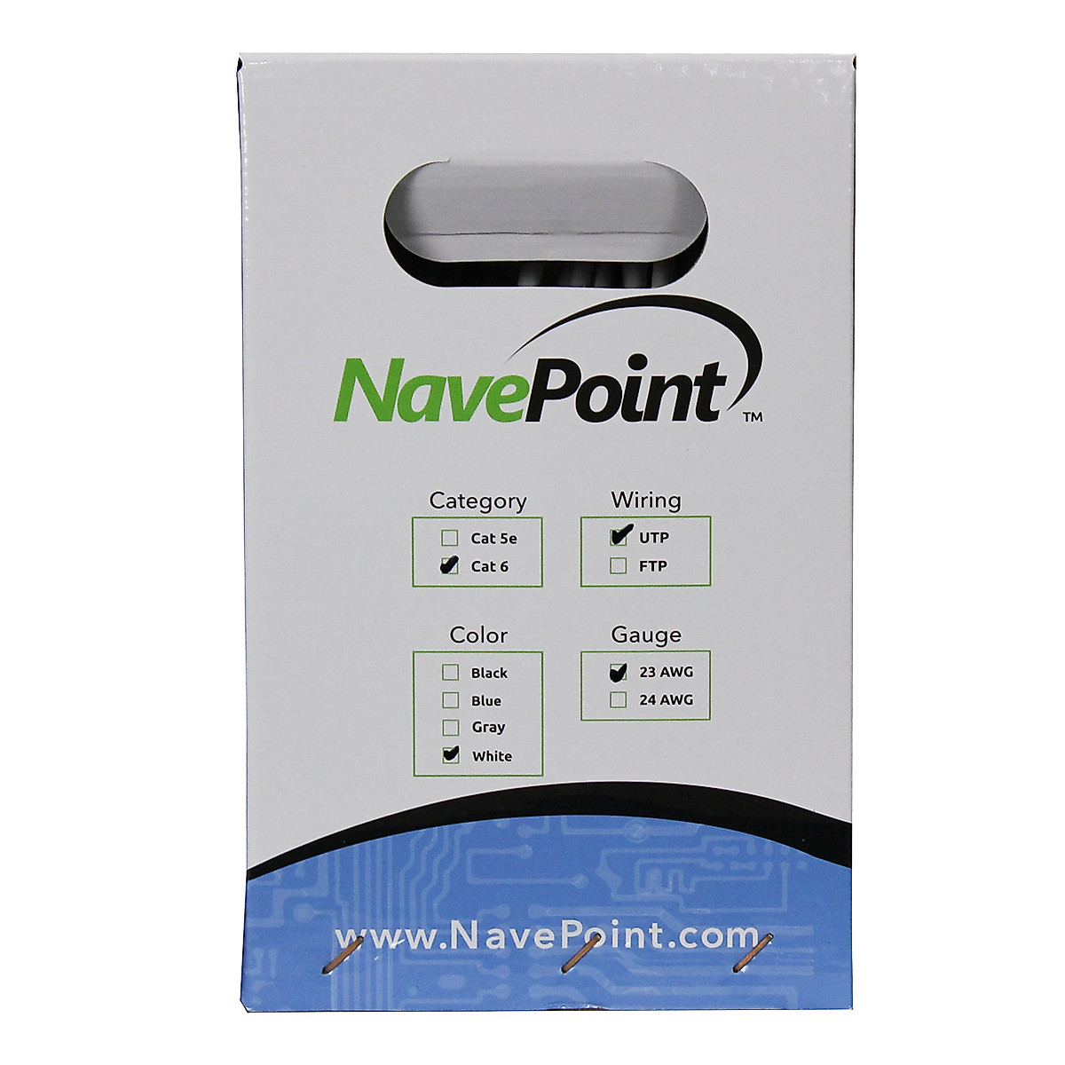 NavePoint CAT6 Ethernet Cable - CCA Bulk CAT6 Cable 250ft Ethernet Cable, 550MHz, 23AWG 4 Pair, Unshielded Twisted Pair (UTP), Solid White
