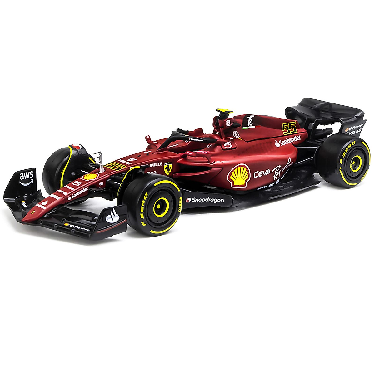 XTD Bburago 1:43 2022 F1 Ferrari F1-75 #55 Sainz Alloy Luxury Vehicle Diecast Cars Model Toy Collection Gift (2022 F1-75 #55 Acrylic Box) Red