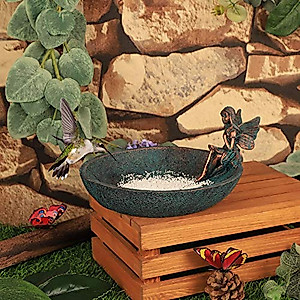 Angel Girl Fairy Garden Statue Bird Feeder Bath for Outdoor Home Crafts Resin Yard Decor Mermaid Cherub Garden Sculpture Memorial Figurine