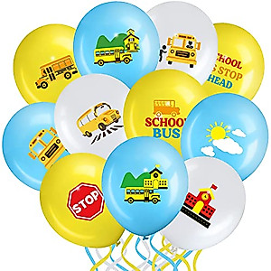 40 Pieces Back To School Party Decorations Balloons Yellow School Bus Latex Balloon Welcome Back To School First Day of School Balloons For Kids Birthday School Party Supplies(School Bus Style)