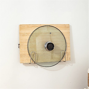 chenyesun 4 Pairs of Pot Lid Organizer, Stainless Steel Wall Mounted Lid Holder ,Adjustable Cabinet Door Self Adhesive Pan Lid Organizer Pot Hangers for Kitchen Wall Mount (Silver-1)