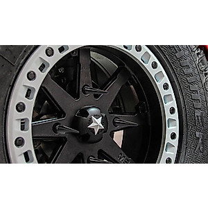 Wheel Accessories Parts Set of 16 ATV/UTV Black Spike Installation Lug Nut Kit | Solid Metal Lug Nuts 12 X 1.5 Thread 3.35" Tall Closed End Bulge Acorn Spiked Lug Nut 1 Long Socket Key (M12x1.50)