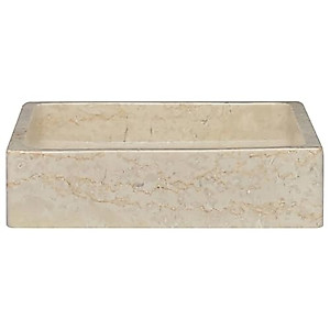 Sink Cream 15.7"x15.7"x3.9" Marble,Modern Marble Sink EyeCatching Basin for Bathroom and Washroom Bath Fixtures，Bathroom Sinks