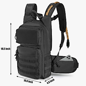 Tactical Hydration Pack Backpack, Military Molle Water Backpack for Hiking Running Cycling Climbing Hunting Fishing(No Water Bladder Included) (Black camo)