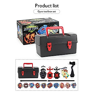 WTUME 10 Piece bey Battling Gyros Tops, 3 Two-Way Launchers, Zest Achilles Valkyrie with Portable Box Blade pro Series Set for Kids Children Gift Idea.