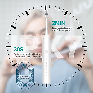 WQSS AOEIU KANGWeite Sonic Electric Toothbrushes USB Rechargeable Ultrasonic Tooth Brush with 4 Brush Heads 6 Cleaning Modes and Smart Timer IPX7 Waterproof Cleaning Toothbrushes for Adults and Kids