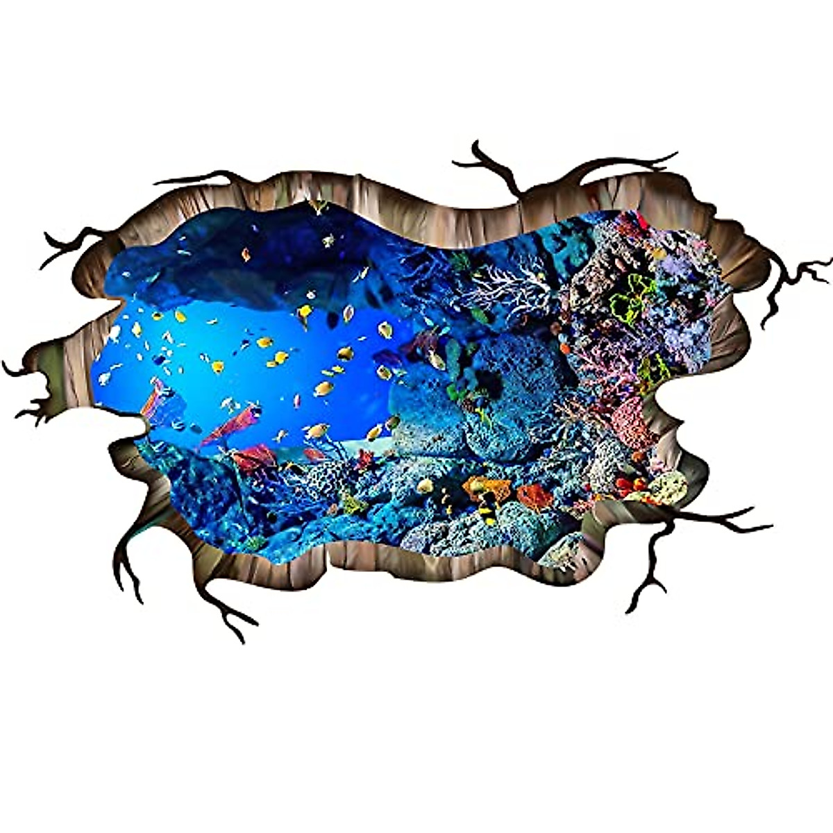 3D Under The Sea Fish Floor Wall Decals, FODIENS Ocean Sea Life Wall Stickers, Removable Peel and Stick Waterproof DIY Wall Art Decal for Kids Room Nursery Living Room Bathroom Playroom