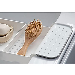 Wusteg Expandable Bathtub Tray Retractable Sink Drain Rack Plastic Bath Caddy Holder Bath Shelf Shower Organizer Bath Stand Multi-Functional for Bathroom Kitchen