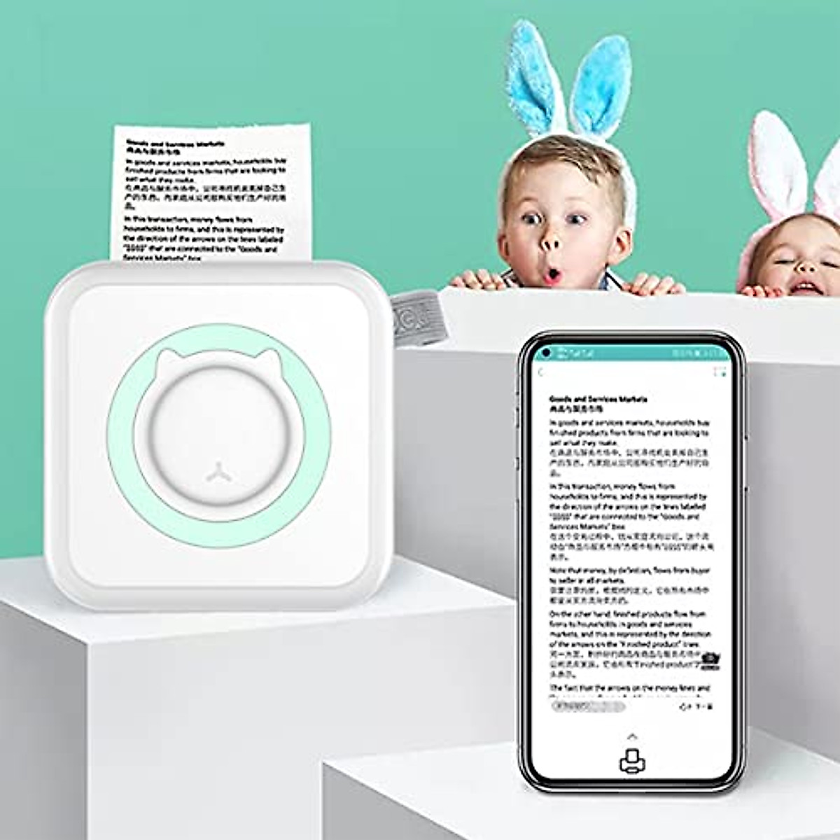 KEVGNRO InstaProud - Portable Sticker Printer, Mini Pocket Thermal Printer, Mini Printer Sticker Maker with 10 Rolls Paper for Photos, Memos, Study Notes (Pink)