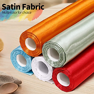 Horbaunal Red Satin Fabric 60 Inch Wide by The Yard, Soft Charmeuse Satin Fabric for Wedding Dress, DIY Craftings, Costumes, 1 Yard