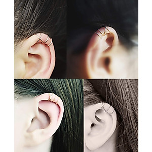Minimalist 4 PCS S925 Sterling Silver Criss Cross Ear Cuff No Pierce Ear Cuff Sets Double Simple Lines Ear Cuff Fake Cartilage Earring Helix Piercing（4PCS）