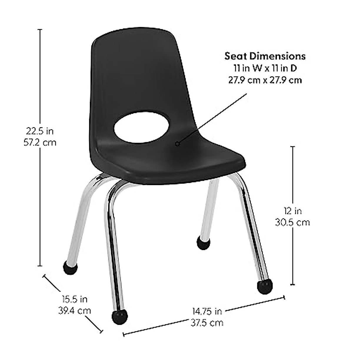 Factory Direct Partners Stack Chair, 12 inch, Black