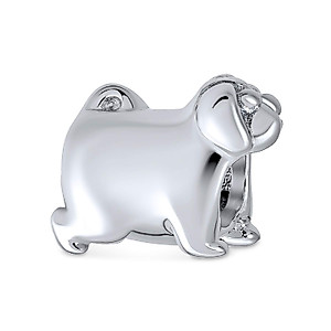 Personalize BFF Puppy Pet Lover Charm Pug Bulldog Dog Bead Charm For Women For Teen Oxidized .925 Sterling Silver Fits European Bracelet