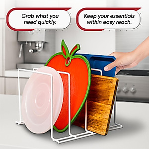 Better Houseware Multi-Use White Medium Kitchen and Office Organizer, 8.25” x 10.25” and 6.5” Height – 4 White Coated Steel Divider Slots to Store Trays, Baking Pans, Cutting Boards or Office Supplies