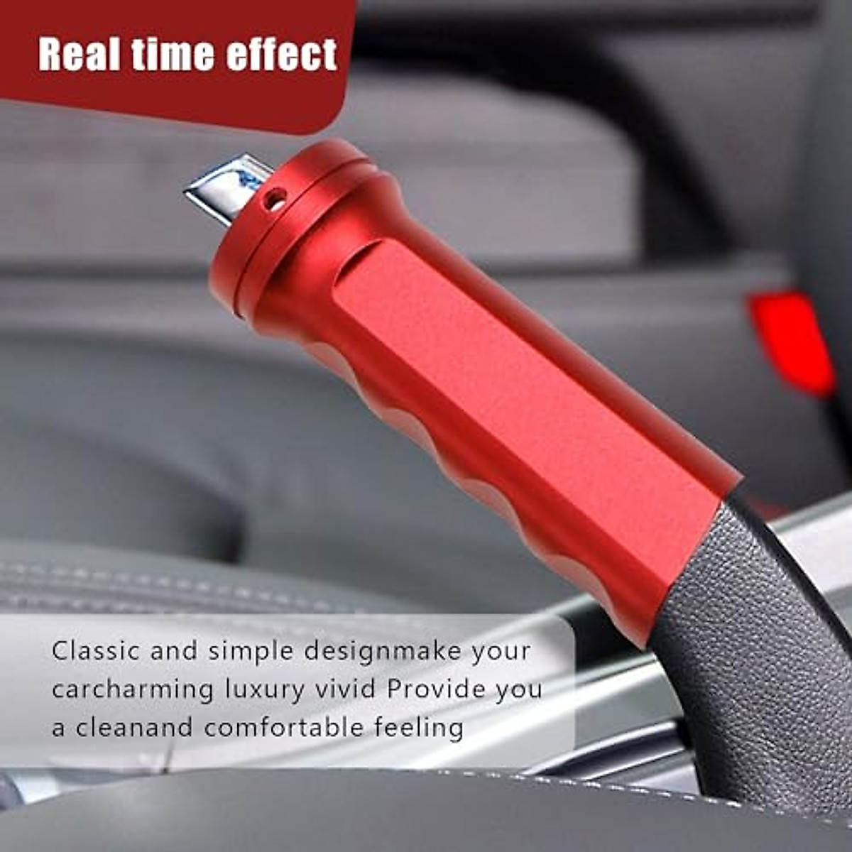 gunhunt Pack-1 Car Aluminum Alloy HandBrake Cover, Handle Protector, Hand Brake Lever Decoration, Handbrake Handle Modification Set, Universal for Most Cars, Trucks and Vans (Red)