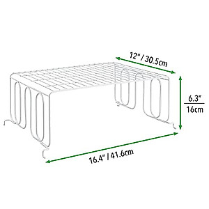 mDesign Versatile Metal Wire Closet Shelf Divider and Separator with Top Shelf for Storage and Organization in Bedroom, Bathroom, Kitchen and Office Shelves - Easy Install, 2 Pack - White