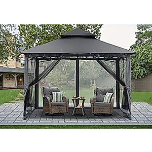 MASTERCANOPY Outdoor Garden Gazebo for Patios with Stable Steel Frame and Netting Walls (8x8,Dark Gray)